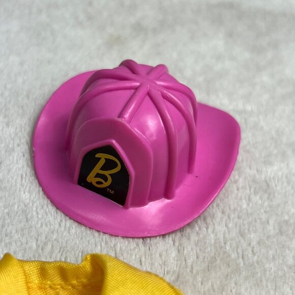 Mattel | Toys | Barbie Fashions Firefighter Jacket Hat Yellow Pink Fire ...